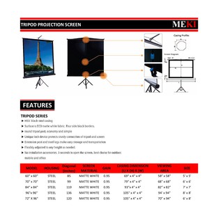 MEKI 4 Sizes High Quality Projector Screen Matte White for LED/LCD ...