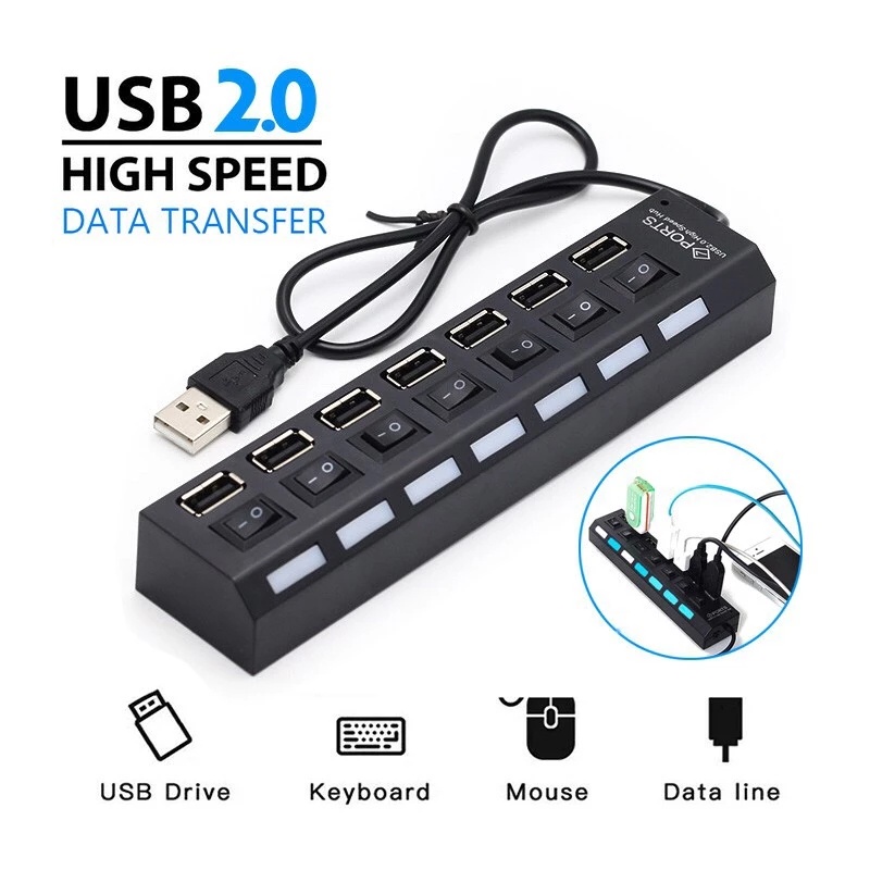 USB HUB 2.0 HUB USB Splitter Multi USB 2.0 HUB USB2 4/ 7 Port Multiport ...