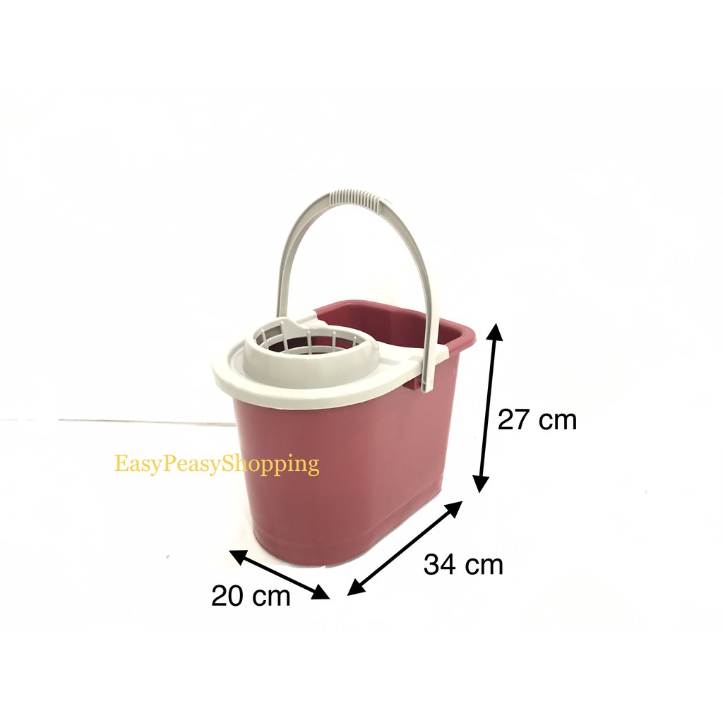 Plastic Mopping Pail with Wheels (13 L) /Bekas Mop Beroda /Tong Plastik ...