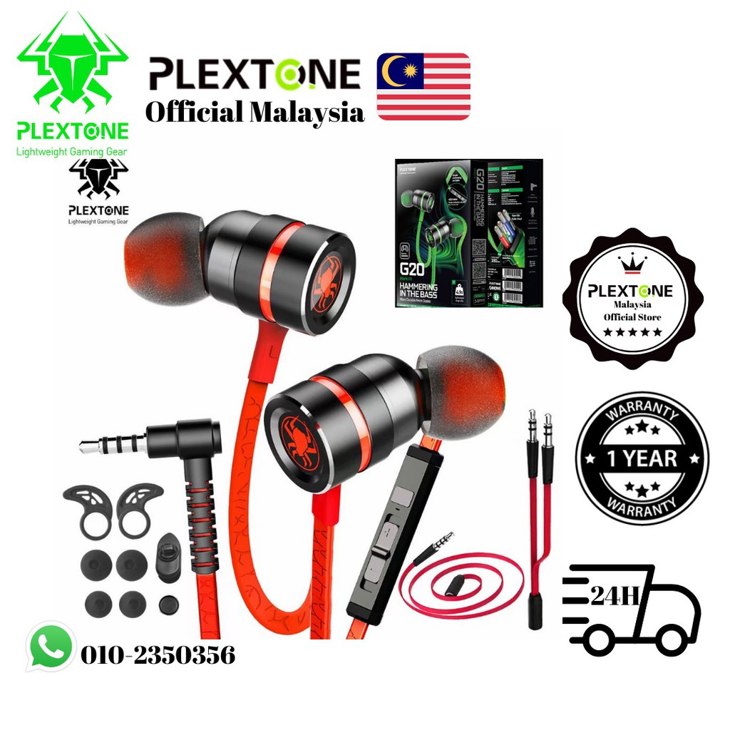 PLEXTONE G20 Noise Reduction Stereo In-Ear Earphone 3.5mm Type C Double ...