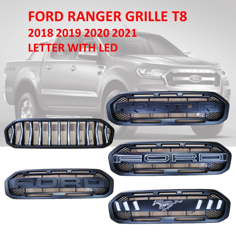Ford ranger T8 XLT 2018 2019 2020 2021 front grill with LED | Shopee ...