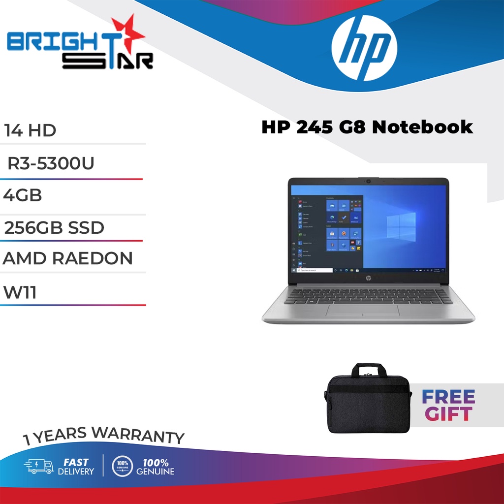 HP 245 G8 Notebook (14 HD / R3-5300U / 4GB / 256GB SSD / AMD RAEDON ...