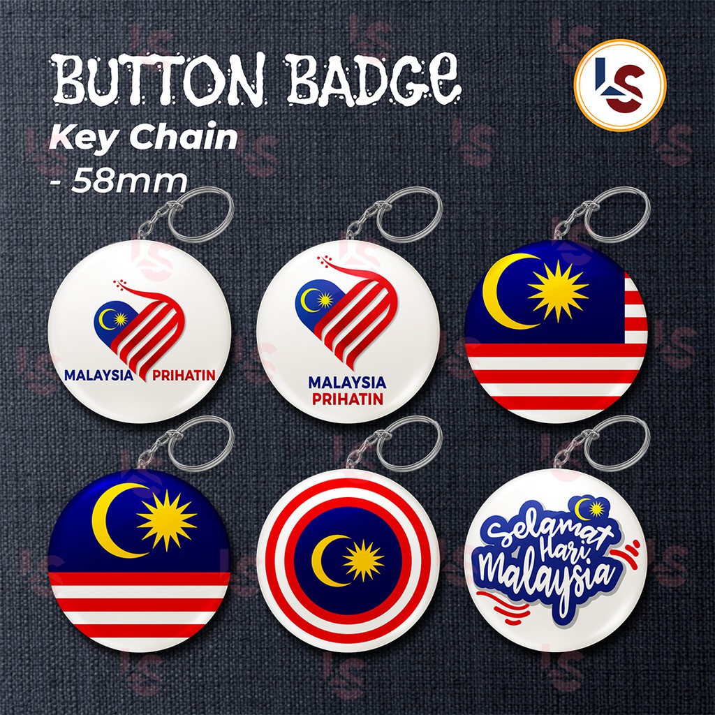 (Key Chain) Merdeka Button Badge Hari Kemerdekaan Malaysia Independence ...