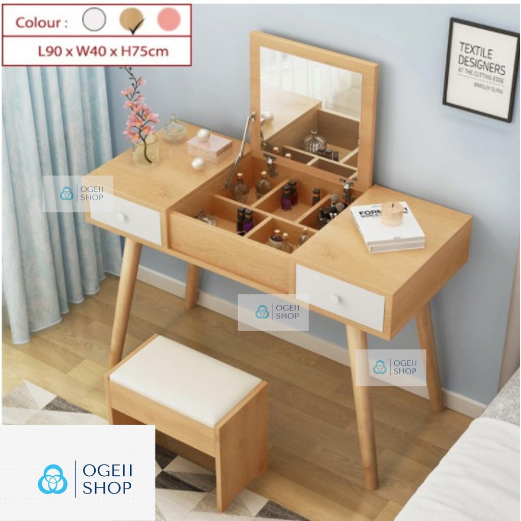 THE Dressing Table with Foldable Mirror 2 Drawers 1 Compartment Free ...