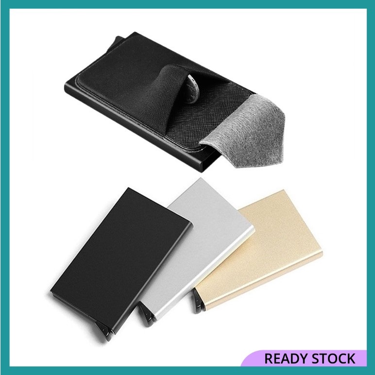 ID Card Holder Dompet Simpan Kad Blocking Slim Metal Wallet Automatic ...