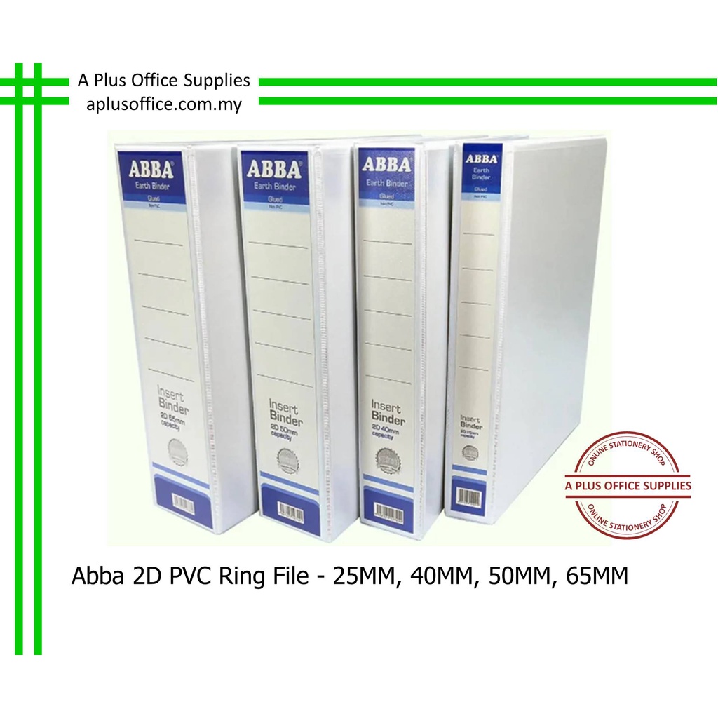 ABBA 2D PVC Ring File / Fail Kulit Keras Putih - 25MM, 40MM, 50MM, 65MM ...