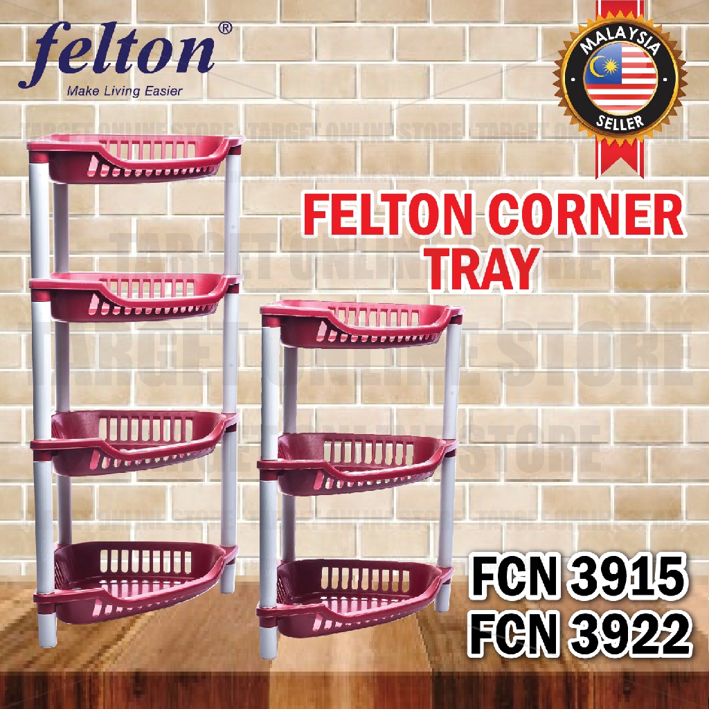 FELTON 3/4 Tier Corner Tray Kitchen Rack Shelf Accessories/Rak Sudut ...