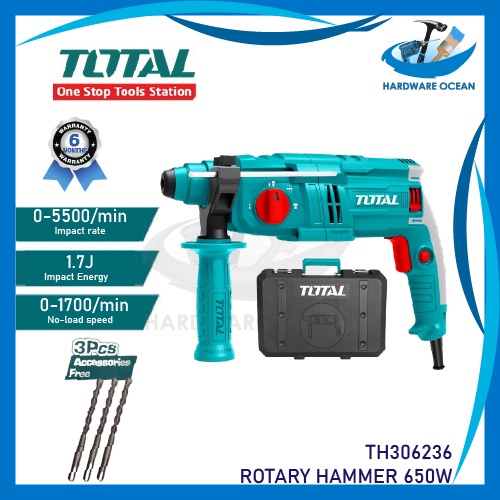 Total TH306236 Rotary Hammer Drill 650w Penebuk Dinding Impact Drill ...