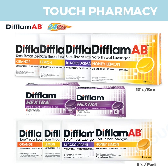Difflam AB Sore Throat Lozenges 6's/Pack & 12's/Box ( Orange / Lemon ...