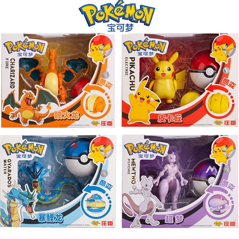 Pokemon Action Figures Transforming Toy Anime Figure Pikachu Charizard ...