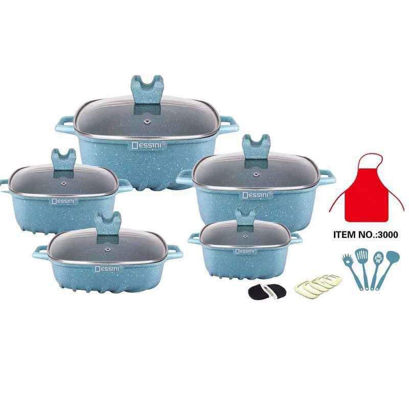 Dessini 22Pcs Granite Cookware Set Square | Shopee Malaysia