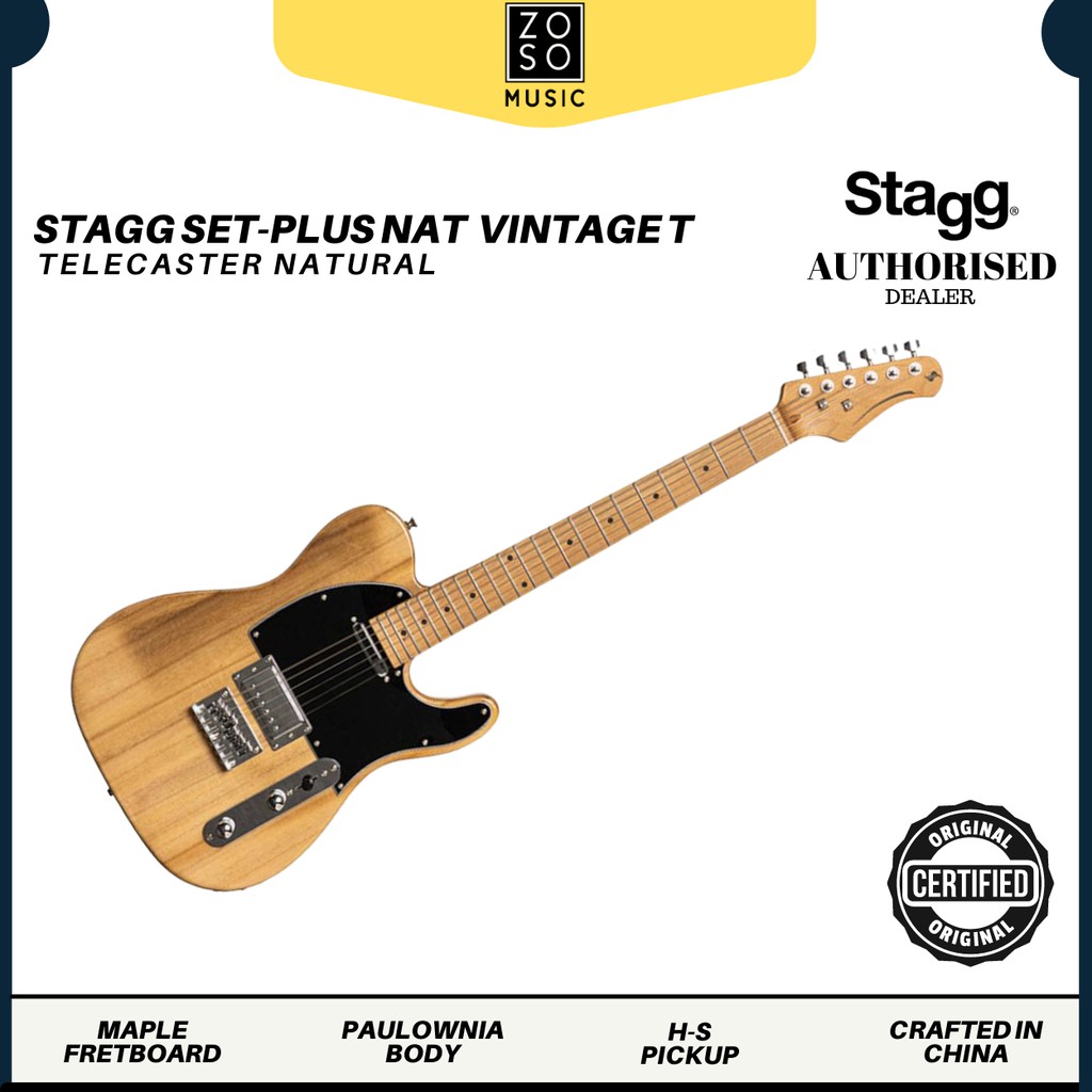 STAGG SET-PLUS NAT VINTAGE "T" SERIES PLUS ELECTRIC GUITAR NATURAL ...