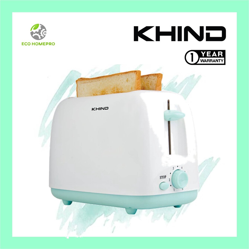 Khind 2 Slices Bread Toaster with Anti-Dust Cover BT808 (Mint Green ...