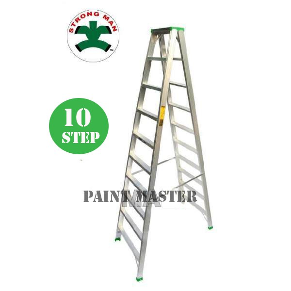 STRONGMAN Aluminium Double Sided Ladder 10 Steps Tangga | Shopee Malaysia