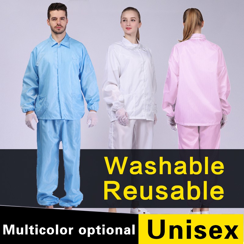 PPE Coverall Washable Clean Room Suit Split Overalls 2 in 1 Antistatic ...