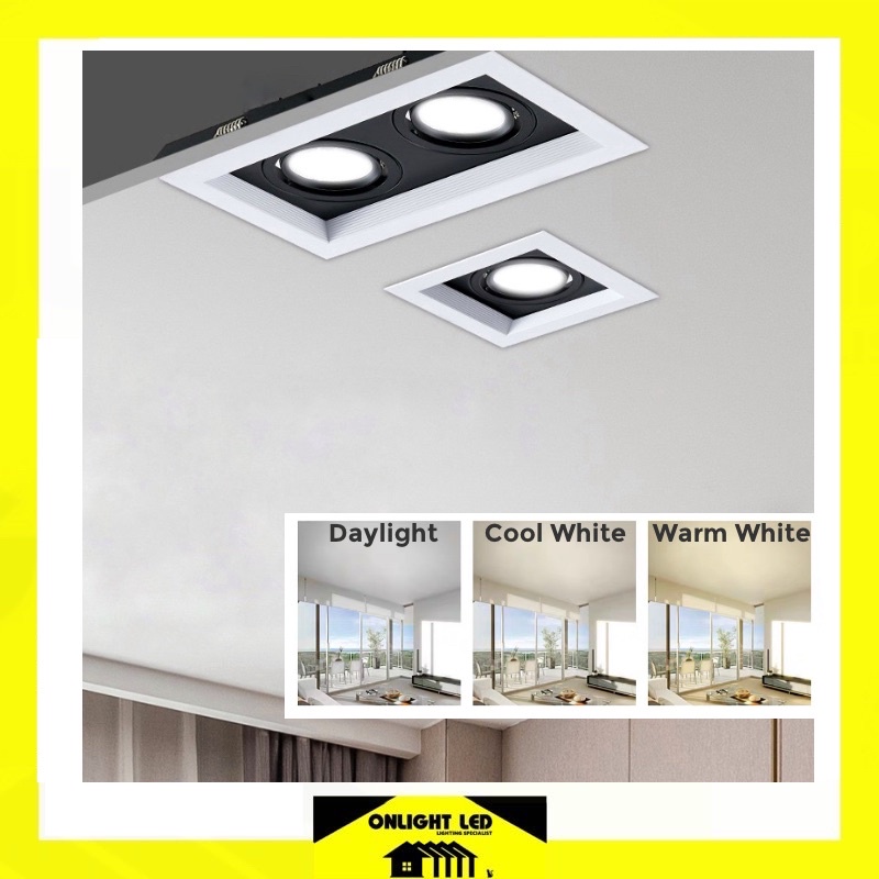 LED Ceiling Spot Downlight Double Fixture Square Adjustable Frame ...