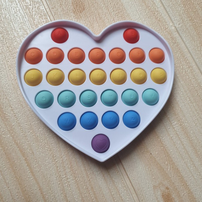 Pop It Rainbow Heart Abc / Round Plastic Material Free Marbles Popit ...