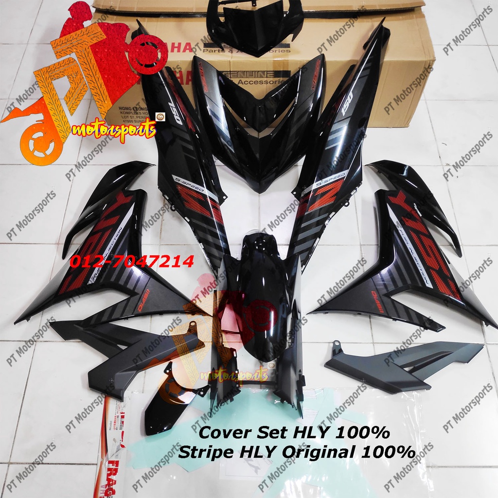 Yamaha Y15ZR Y15 V1 V2 Cover Set Black Stripe Original Black Sticker ...