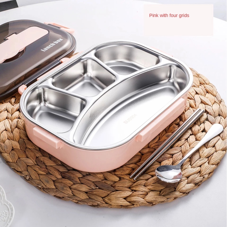 304 Stainless Steel 4 Compartment Lunch Box 1300ml Keep Warm Lunch Box ...