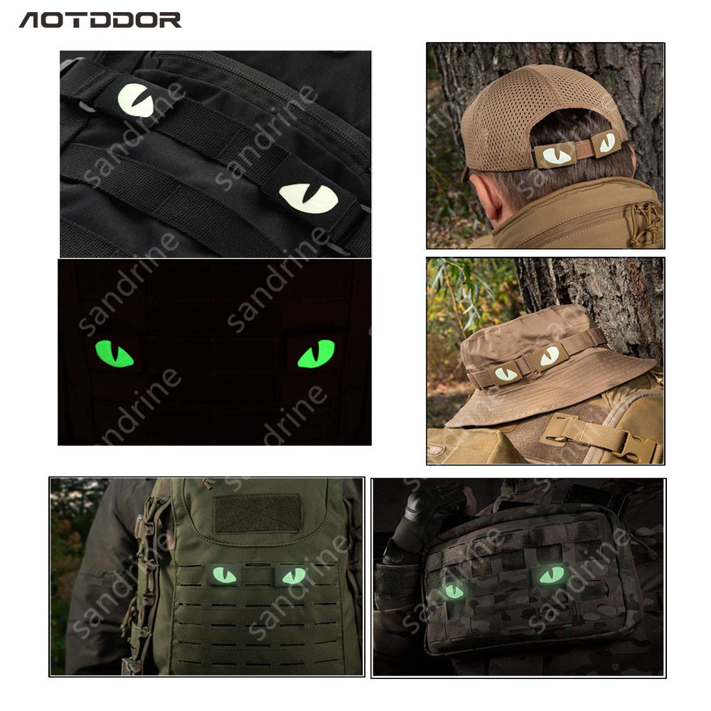 Demon Eye Cat Eye IR Reflective Tactical Military Morale Velcro Patches Badges Combat Emblem ...