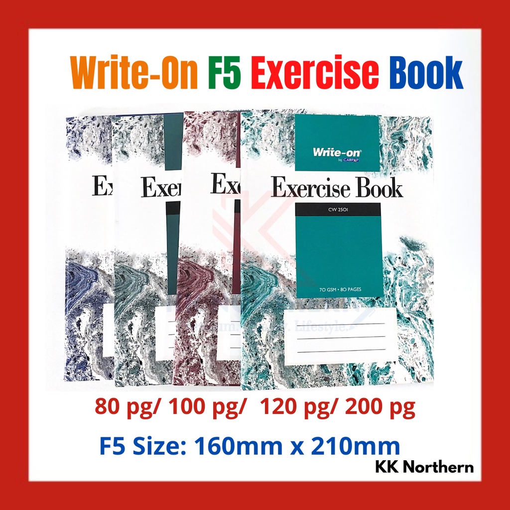 (Campap) Write-On F5 Exercise Book Buku Nota Buku Tulis 80p/100p/120p ...