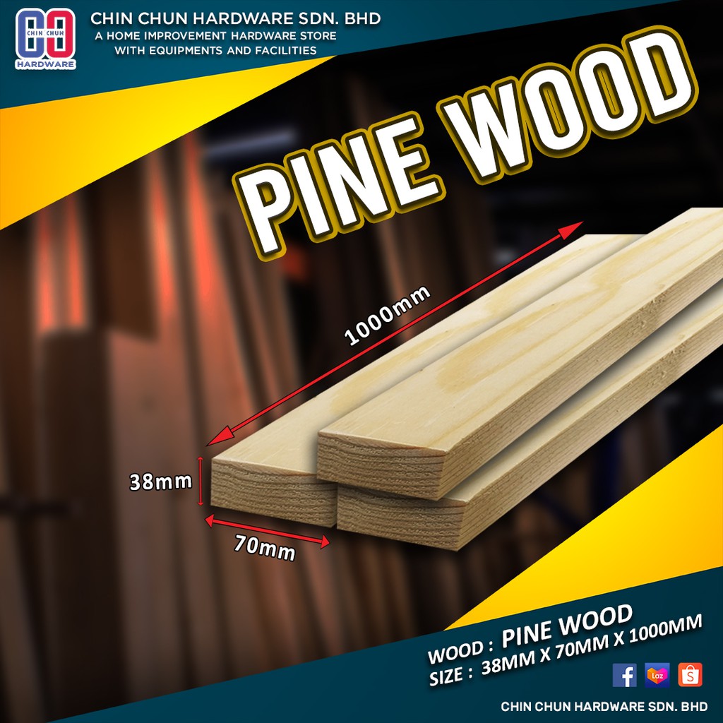 1 PCS [ NEW ORIGINAL & PLAIN ] 38 x 70 x 1000mm PINE WOOD | PLANK ...