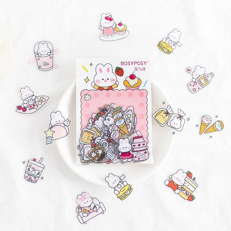 [READY STOCK MSIA] Cute Cartoon Bunny PET Sticker Cute Animal Rabbit ...