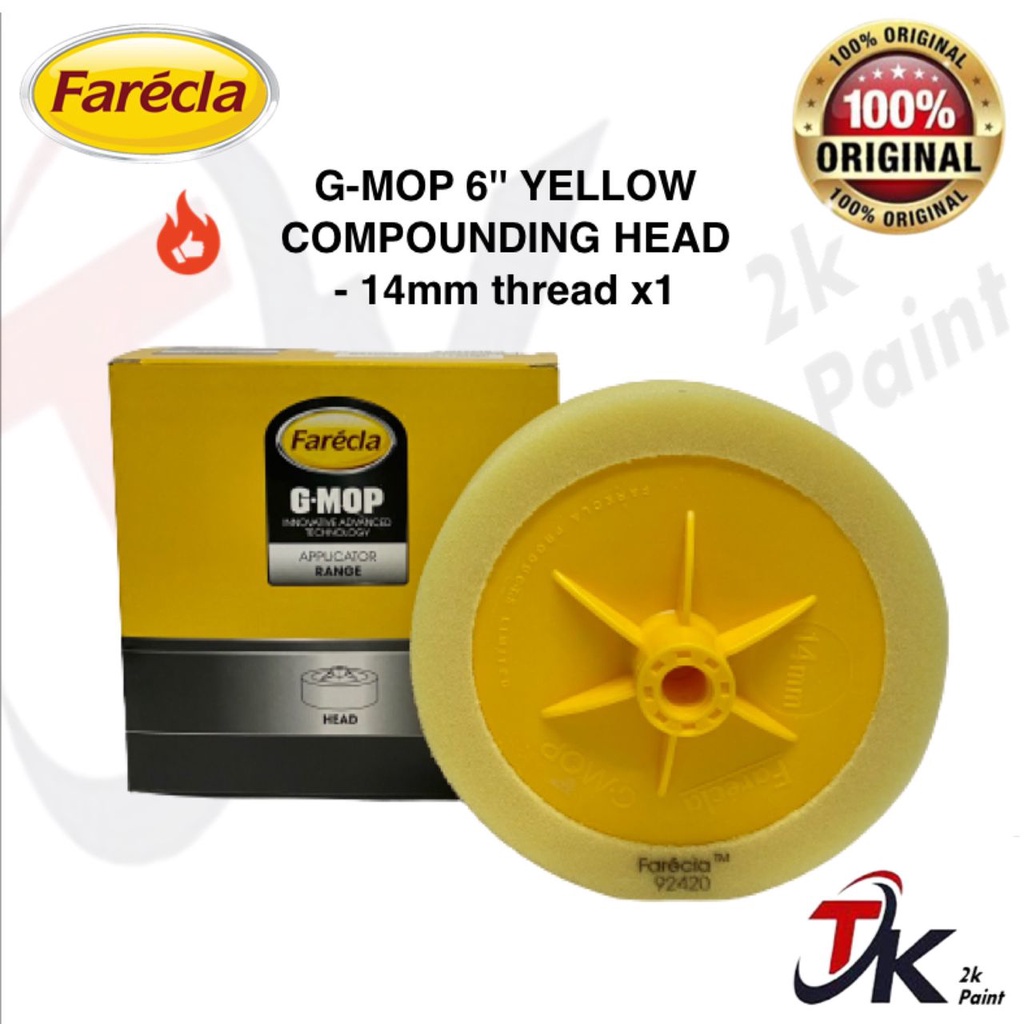 FARECLA 6" G MOP YELLOW STANDARD COMPOUNDING / POLISHING HEAD 14MM ...