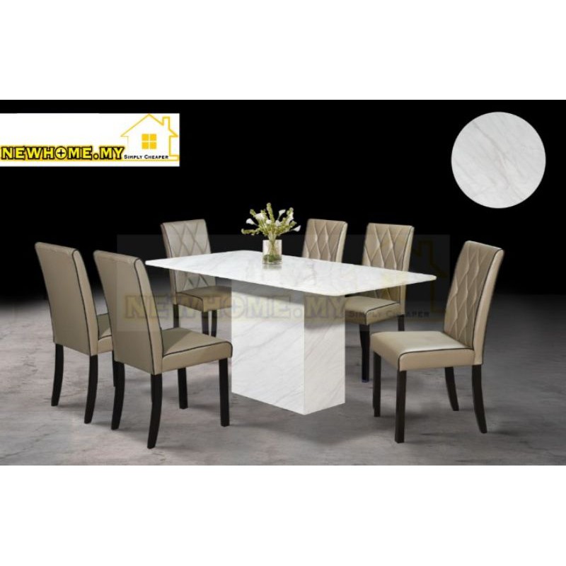 DINING SET MARBLE/1+6 DINING SET/MEJA MAKAN/MARBLE | Shopee Malaysia