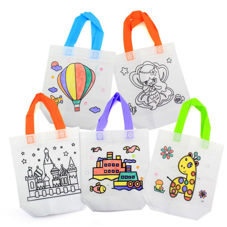 Children DIY Colouring Shopping Bag Art and Craft Free Time Activities ...
