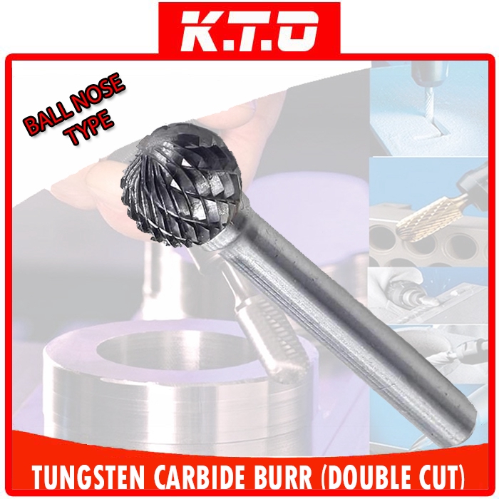 TUNGSTEN CARBIDE BURR BALL SHAPE DOUBLE CUT ROTARY BURR FILE with 6MM ...