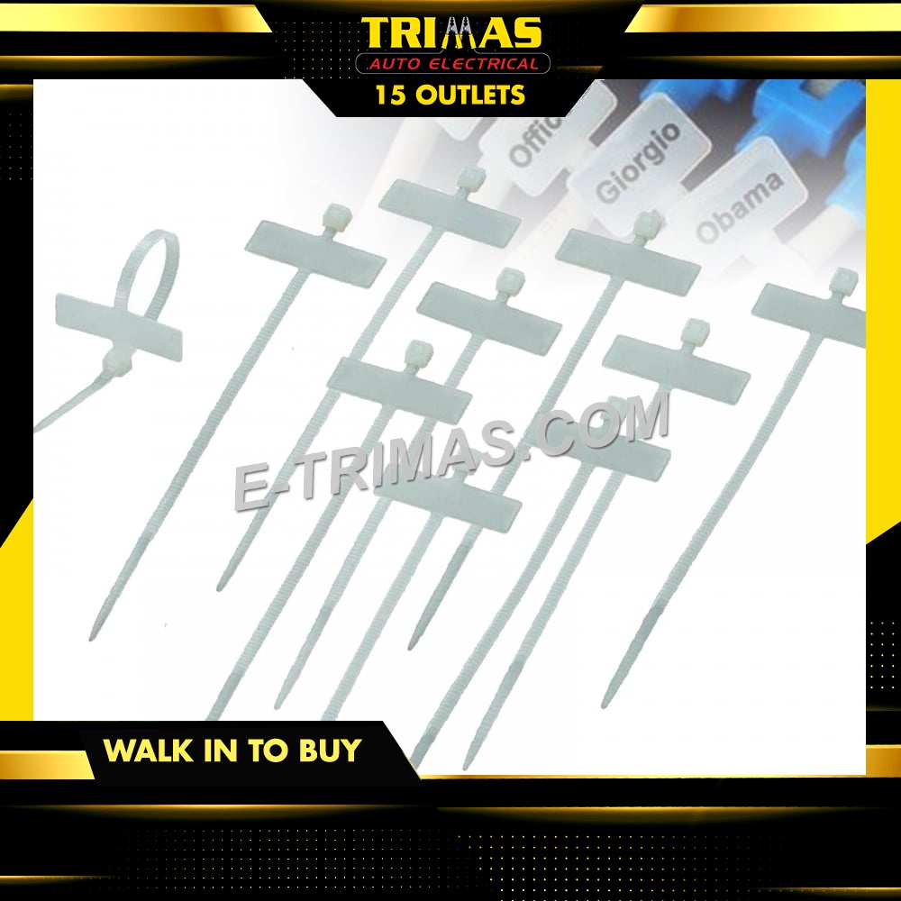 2.5x100MM 4" Nylon Natural Cable Tie with Label Mark Tag (100PCS ...