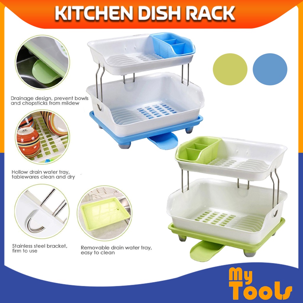 [READY STOCK] Multipurpose Dish Rack Double Layer Drain Dishes Kitchen ...