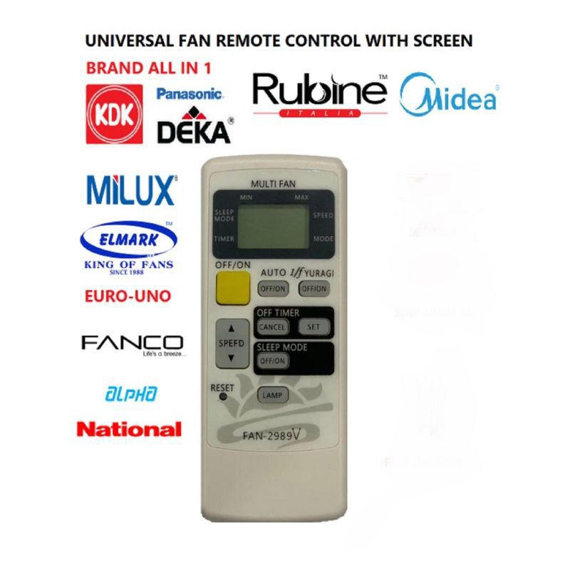 Universal Fan Remote Control FAN-2989V Ceiling Fan Wall Fan Remote ...