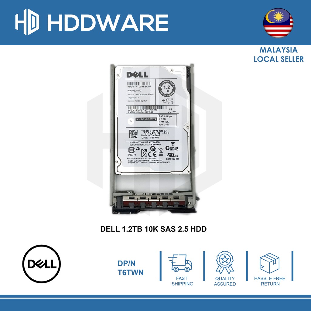DELL 1.2TB 10K SAS 2.5 HDD // T6TWN // HUC101212CSS600 | Shopee Malaysia