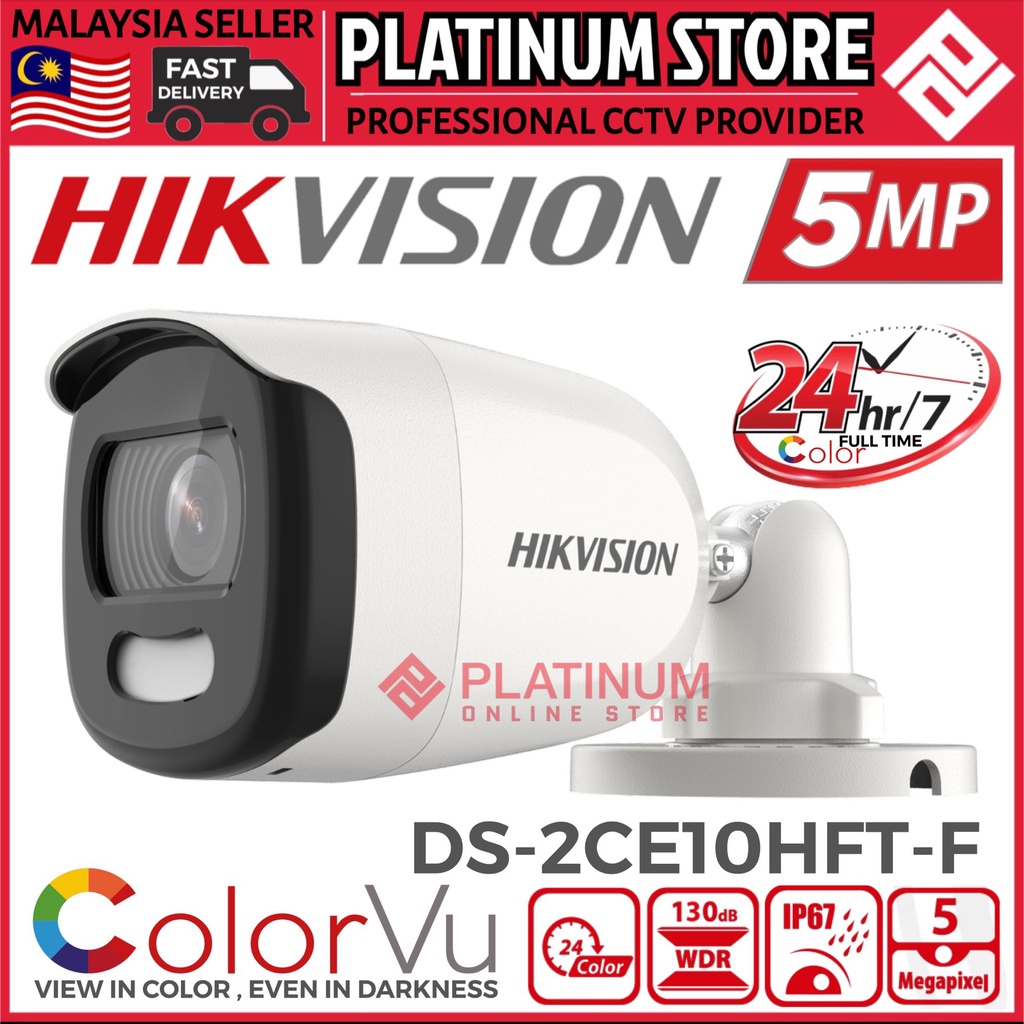 HIKVISION ColorVu 5MP Outdoor Bullet TVI Camera HIK DS-2CE10HFT-F Super HD CCTV Full Time Colour ...