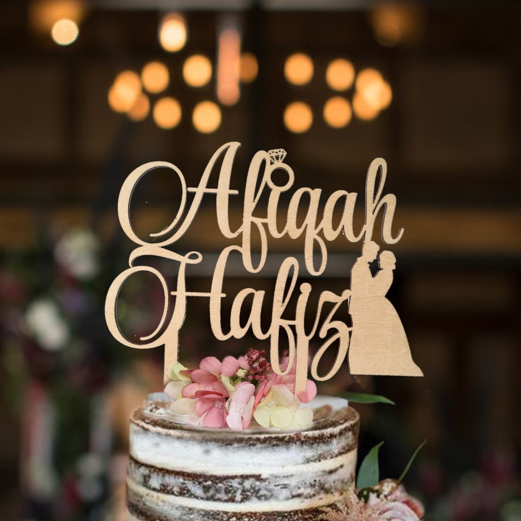 Personalized wedding couple cake topper, wedding topper kek, customized ...