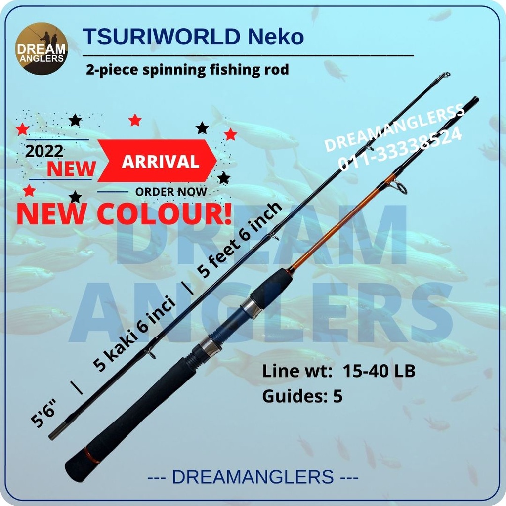 Tsuriworld Neko (5 Feet 6 Inch | 5 Kaki 6 Inci) 15-40lb Solid 2-Piece ...