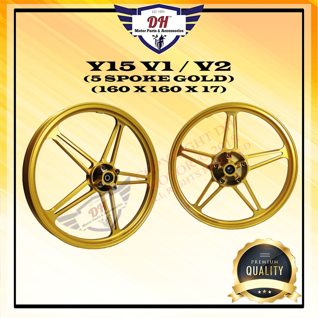 Y150 ZR V1 / V2 KINGDRAG SP510 FG510 SPORT RIM WITH BUSH AND BEARING 5 SPOKE 160 X 160 X 17 ...