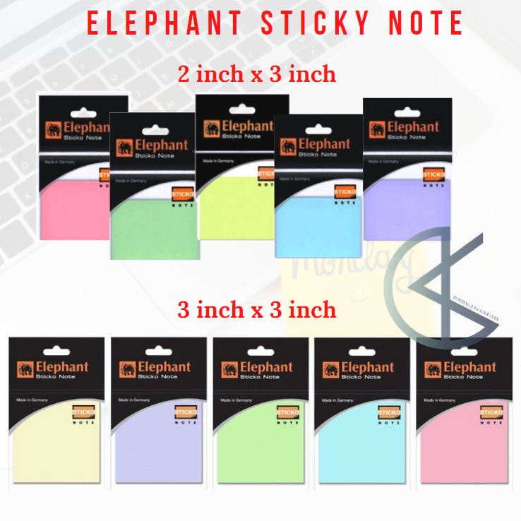 Elephant Sticky Note 2 x 3 inches / 3 x 3 inches (80sheets) | Shopee ...