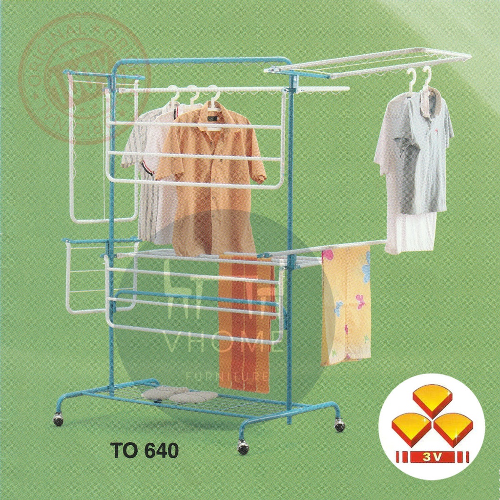 3V TYCOON SUPER FOLDING DRYING RACK CLOTH HANGER PENYIDAI PAKAIAN AMPAIAN SERBAGUNA | Shopee ...