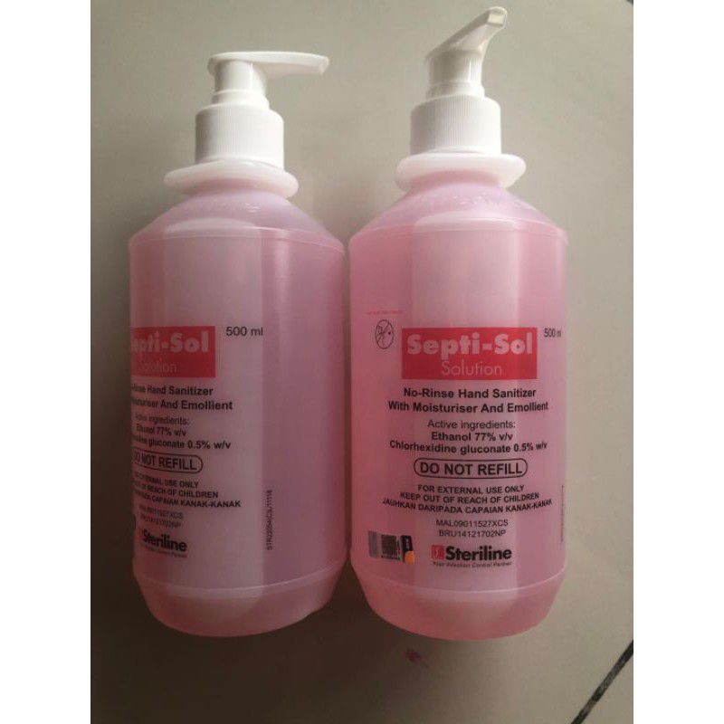 SEPTI-SOL SOLUTION HAND SANITIZER 500ML (exp2024) | Shopee Malaysia