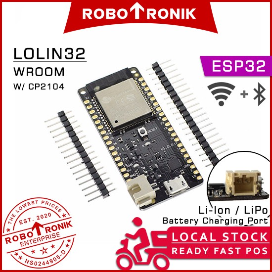 WeMos LOLIN 32 [ESP32] D1 V1.0.0 WROOM-32 Microcontroller w/ Li-Ion ...