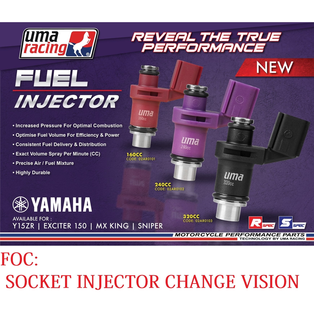 UMA RACING Y15 FUEL INJECTOR 160 240 280 320CC (NEW VISION) Y15 V1/V2 ...