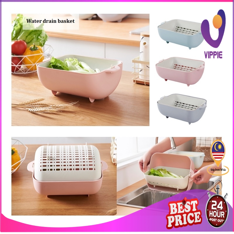 VIPPIE Kitchen Double Layer Rotation Fruits Vegetables Colander ...