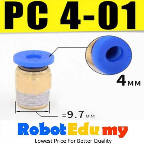 PC4-01 Series Male Straight Connector 4mm Push In Pneumatic Fitting ...