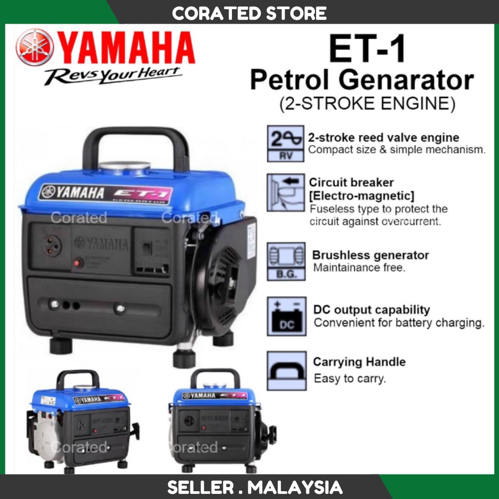 Yamaha ET-1 PORTABLE PETROL GASOLINE GENERATOR (2 STROKE ENGINE) ET1 (3 ...