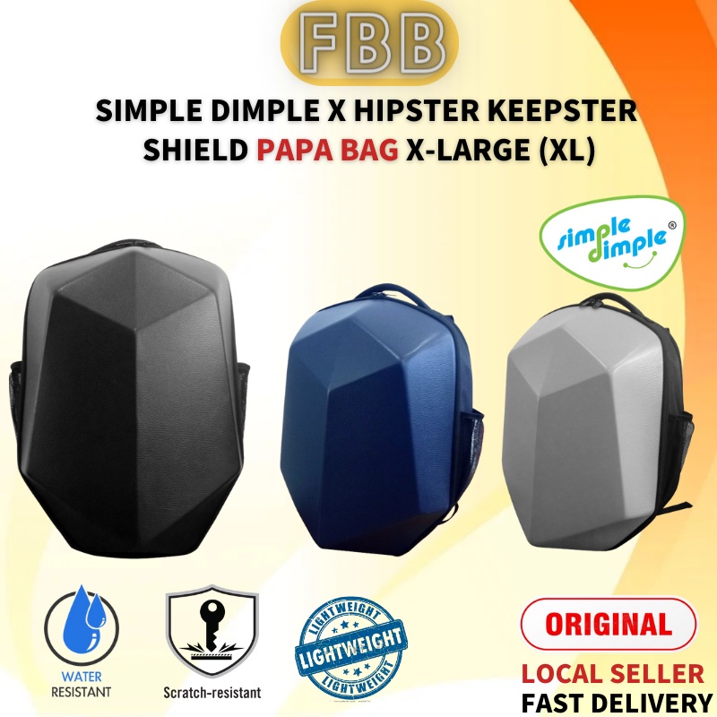 SIMPLE DIMPLE X Hipster Keepster Shield Papa Bag XL-Silver/Blue/Black ...