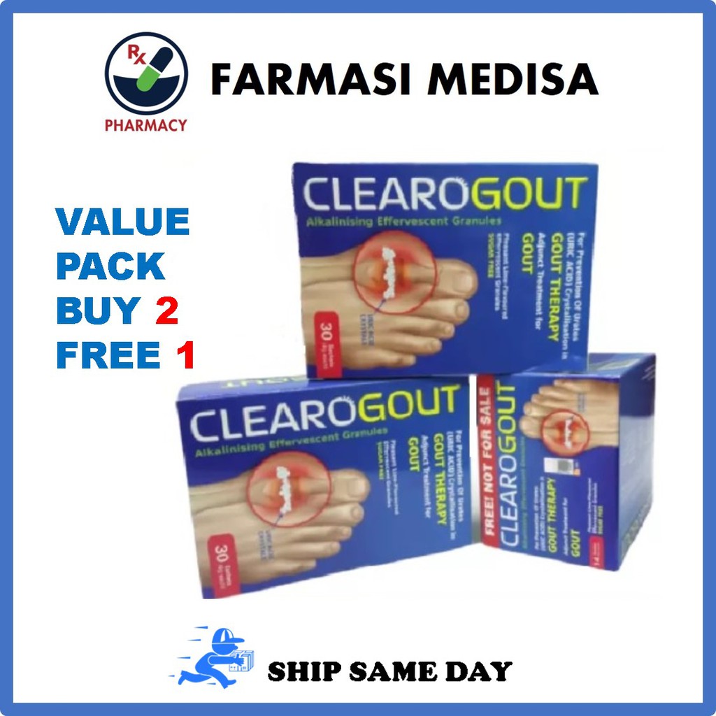 (Value Pack) ClearoGout 30s x 2 FREE 1 sachet Gout Therapy Treatment ...