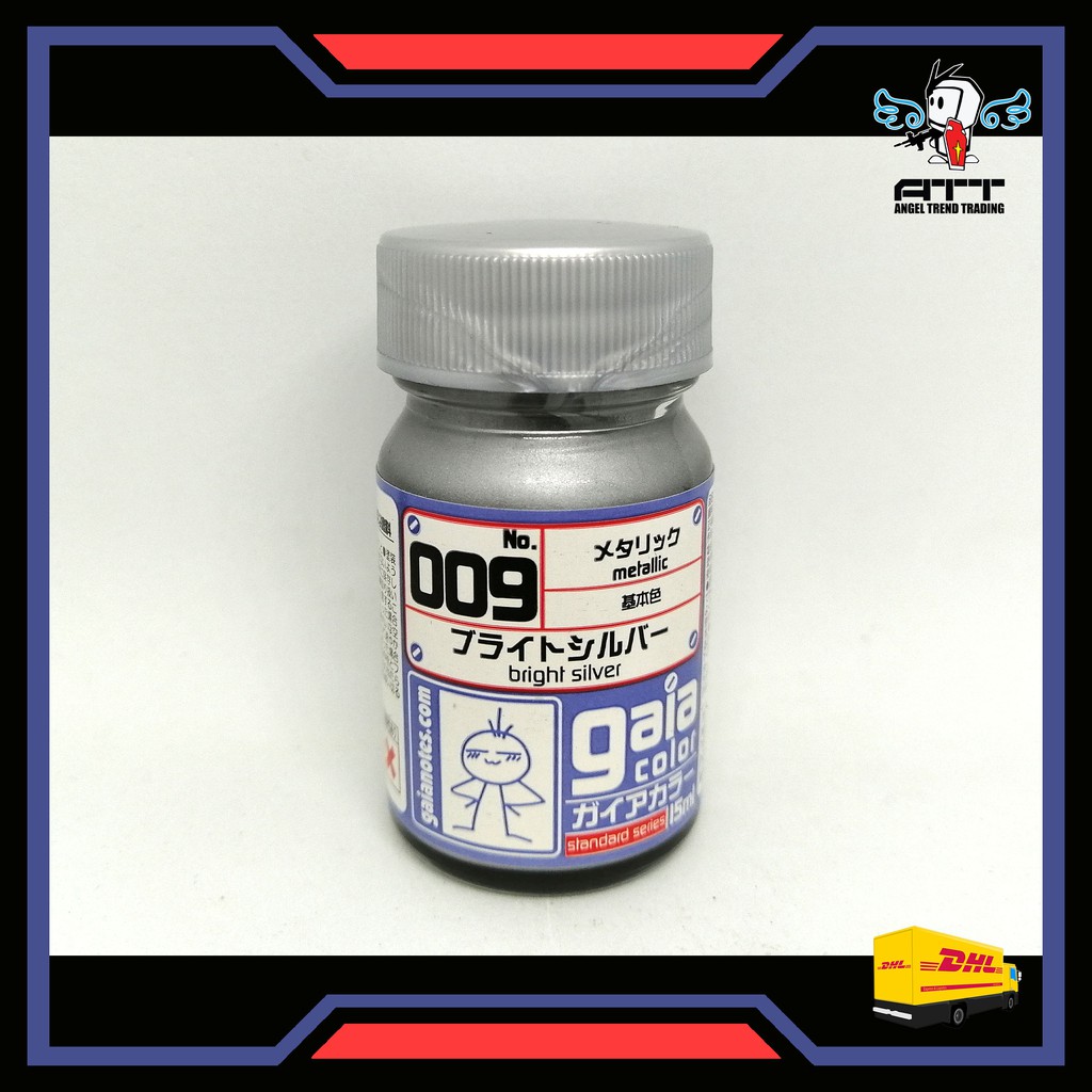 GAIA COLOR NO.009 BRIGHT SILVER 15ML - METALLIC (Gunpla Gundam Paint ...